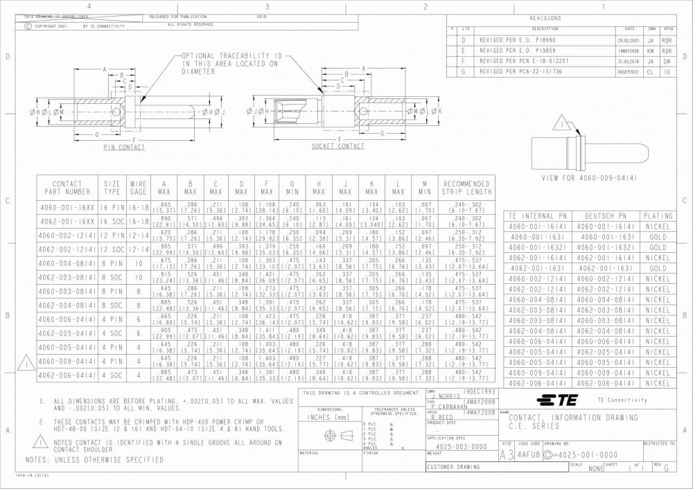 TE Connectivity 4062-002-12141 contact drawing page