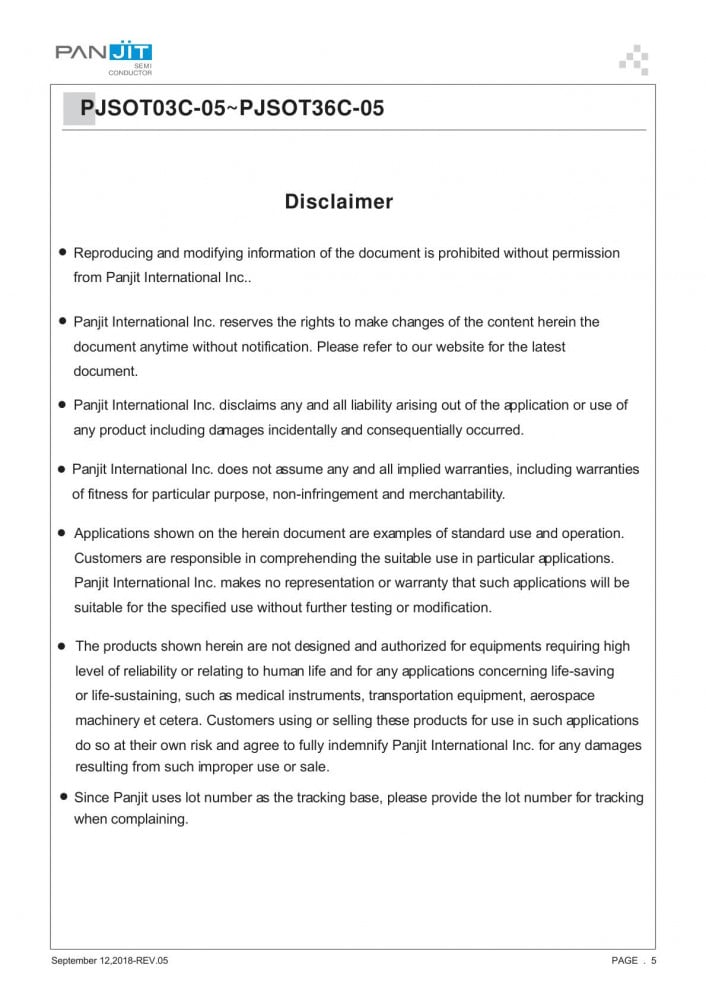PJSOT08C-05 datasheet page 5