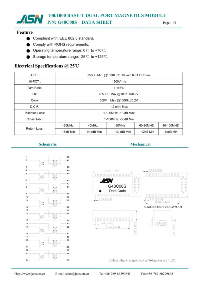 JASN G48C08S technical document page