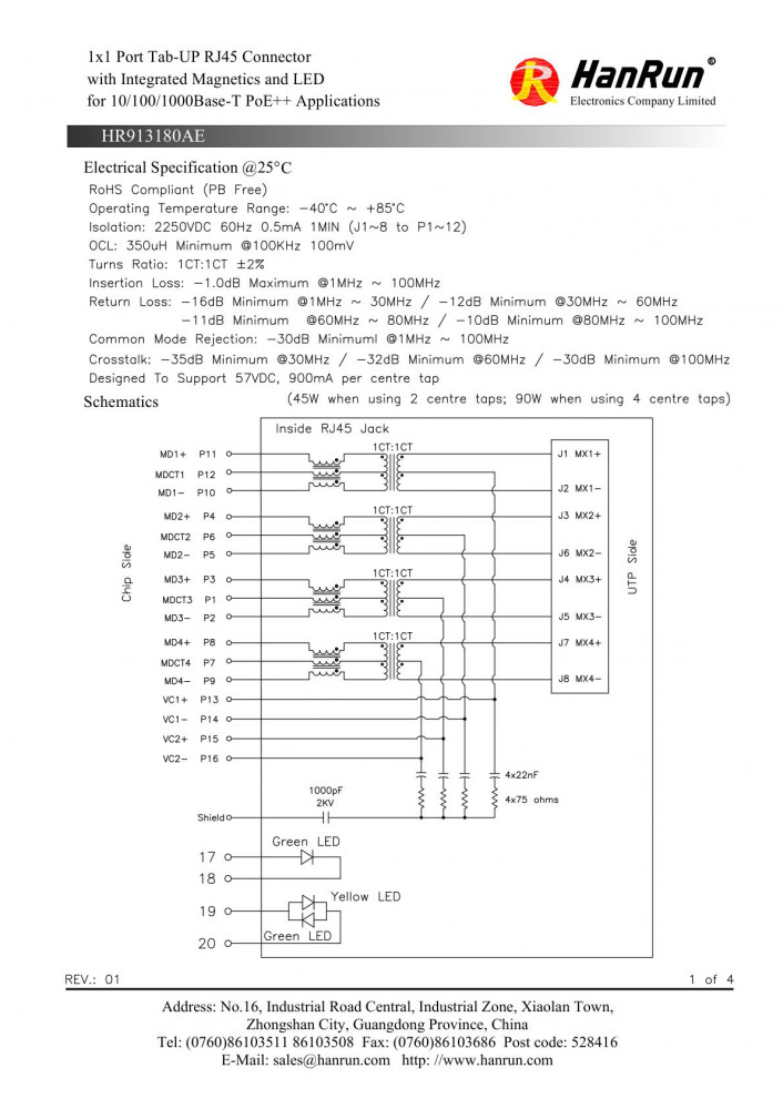 HR913180AE technical document page 1
