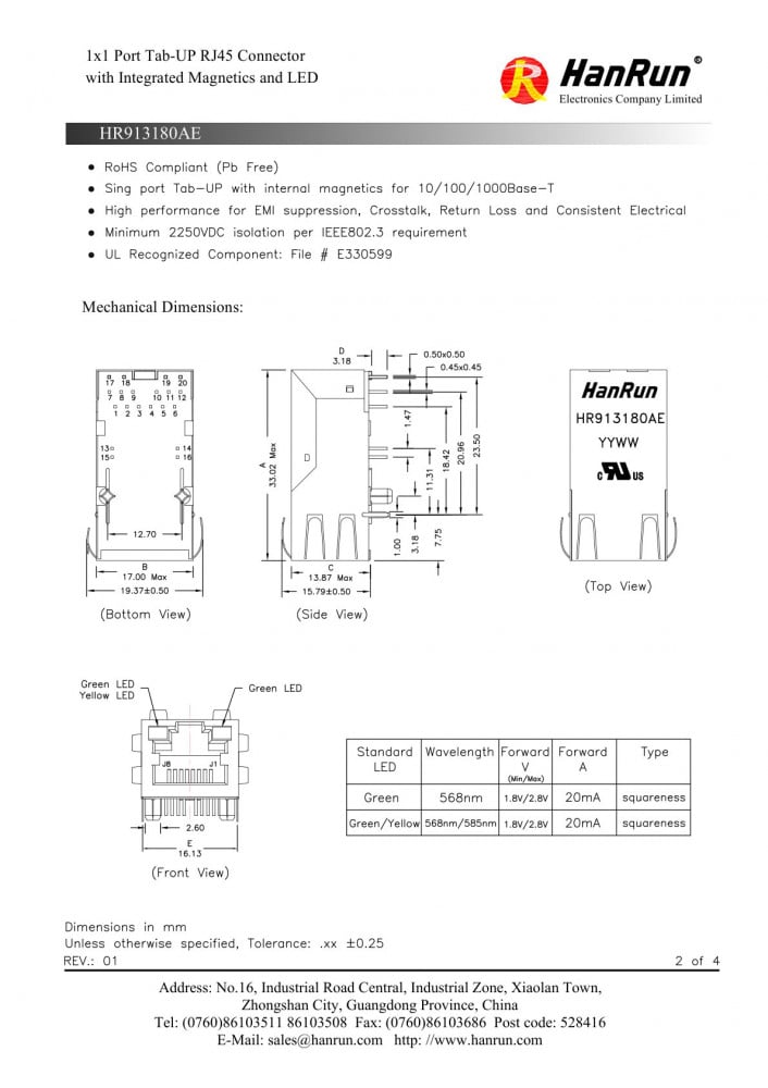 HR913180AE technical document page 2