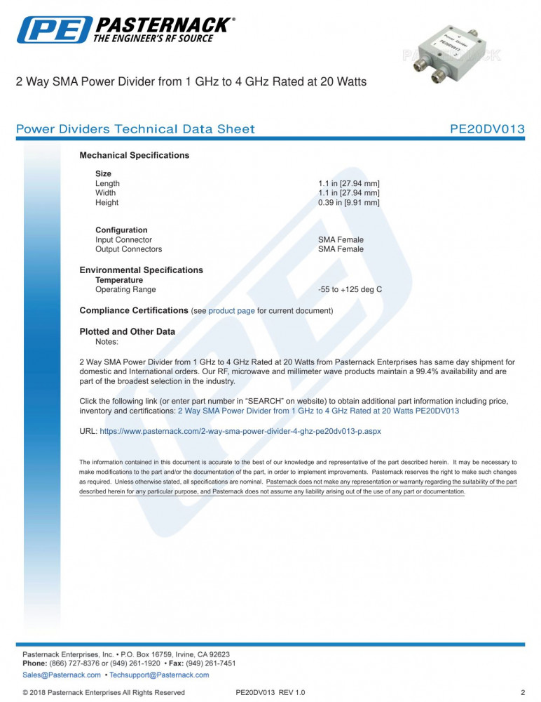 PE20DV013 technical document page 2