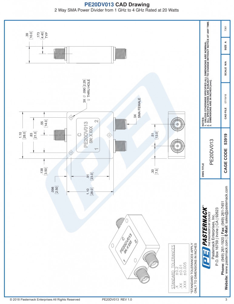 PE20DV013 technical document page 3