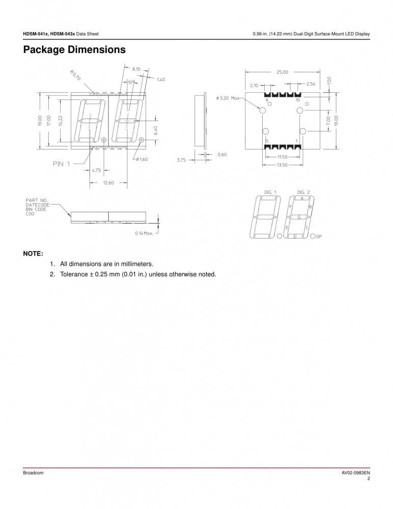 HDSM-543F datasheet page 2
