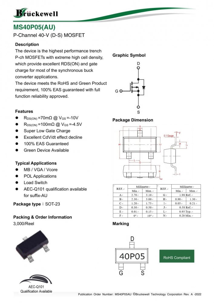 MS40P05 datasheet page 1
