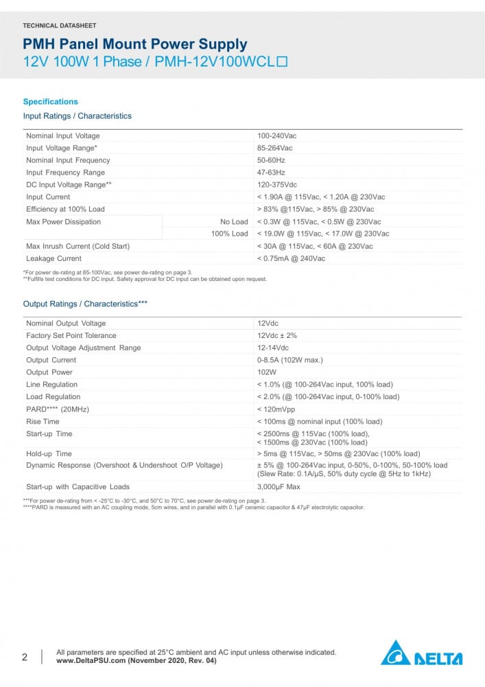 PMH-12V100WCLS document page 2