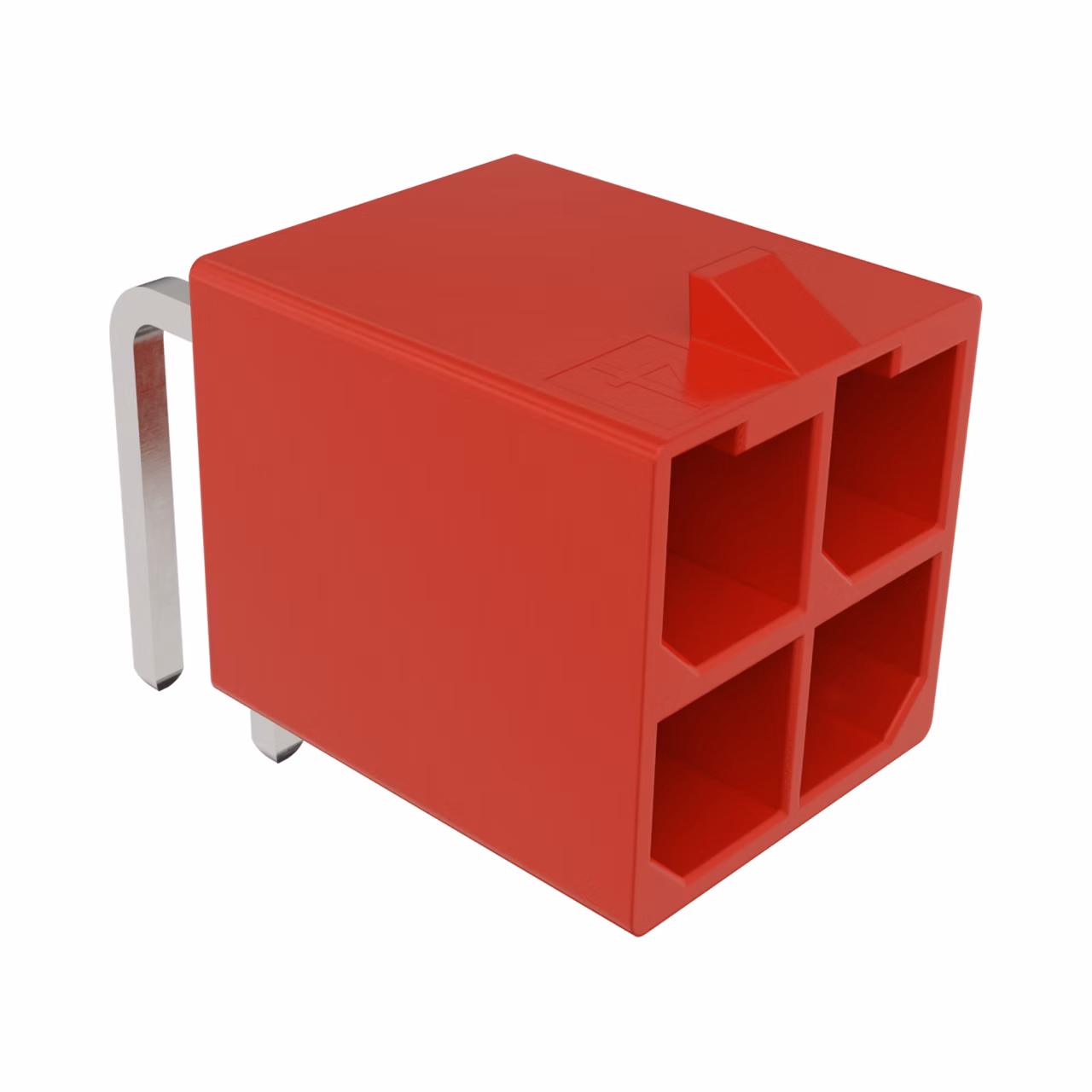 Mega-Fit ColorLock Right-Angle Header, 5.70mm Pitch, Through Hole, Dual Row, 4 Circuits, Matte Tin (Sn) Plating, 3.60mm Tail Length, Glow-Wire Capable, Tray, Red for sale