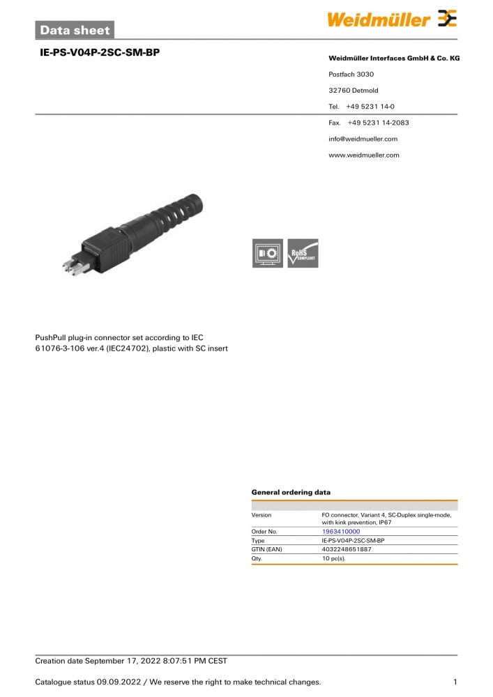 WEIDMULLER 1963410000 technical document page 1