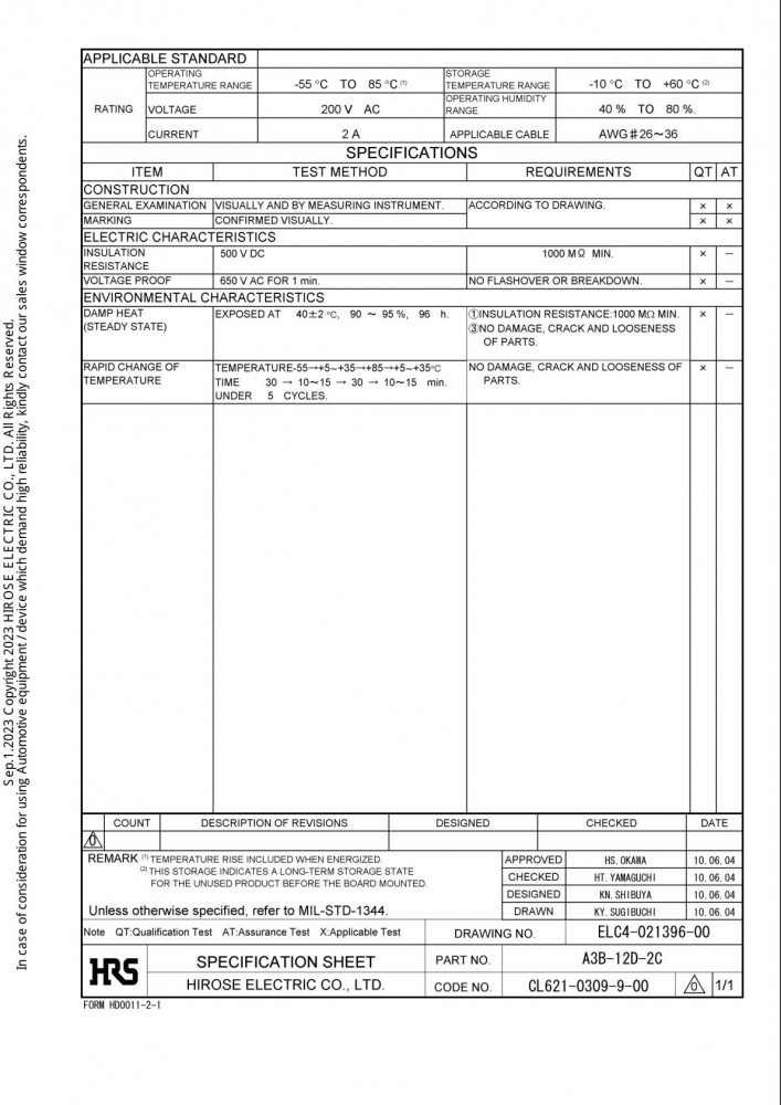 HRS A3B-12D-2C specification sheet
