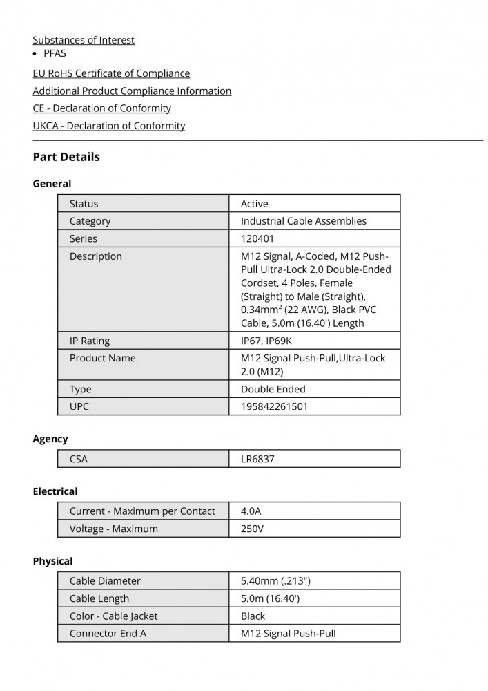 Product specification document page 2
