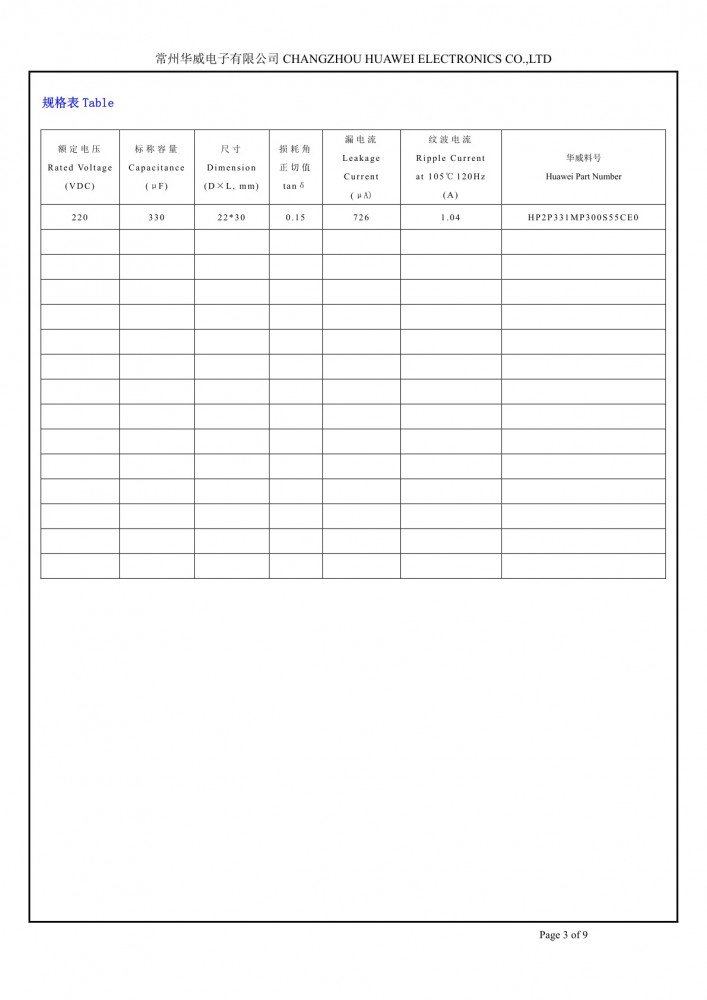 Product specification page 3