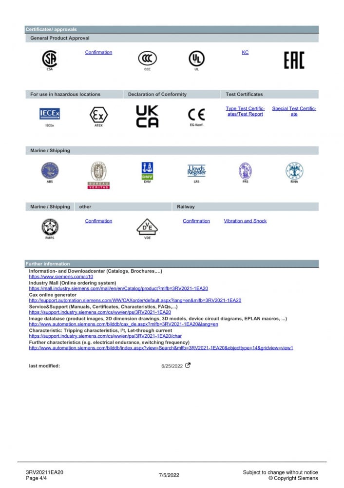 3RV20211EA20 technical document page 4