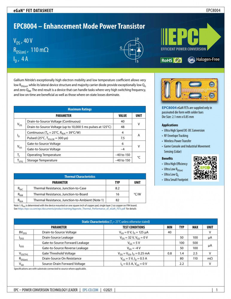 EPC8004 technical document page 1