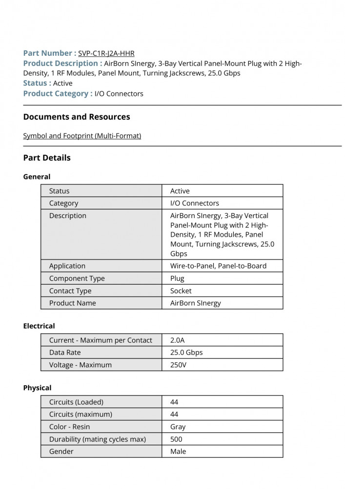 SVP-C1R-J2A-HHR technical document page 1