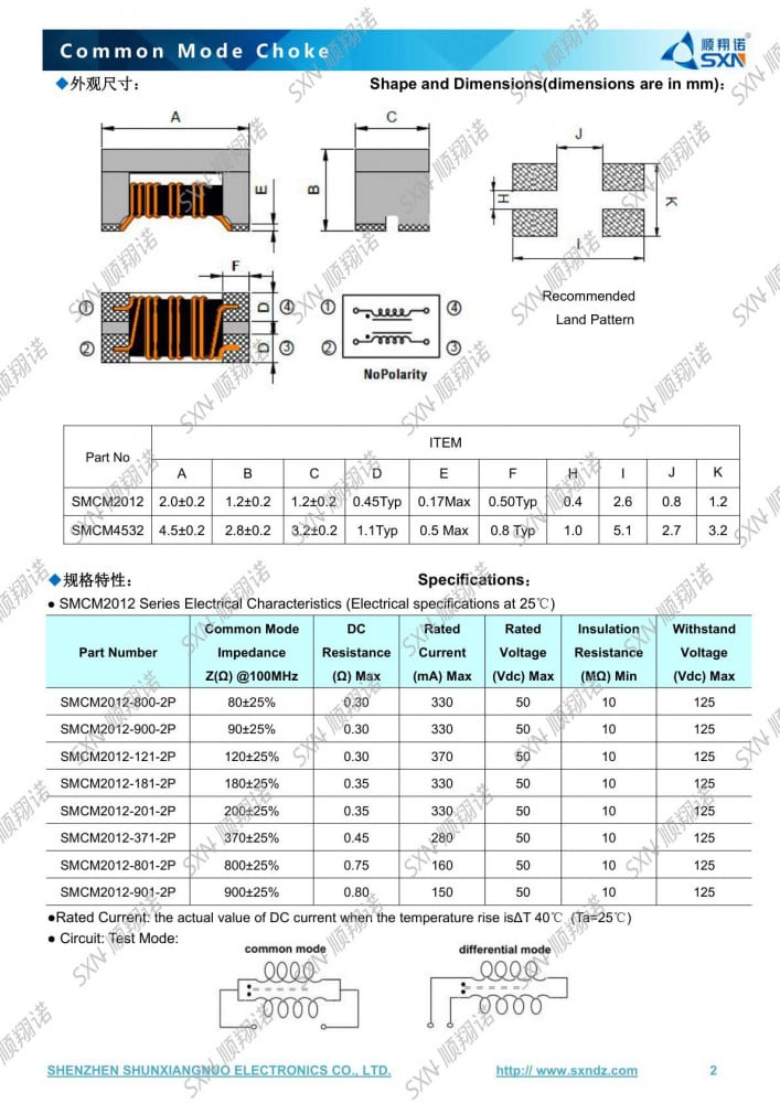 SMCM2012-121-2PT datasheet page 2