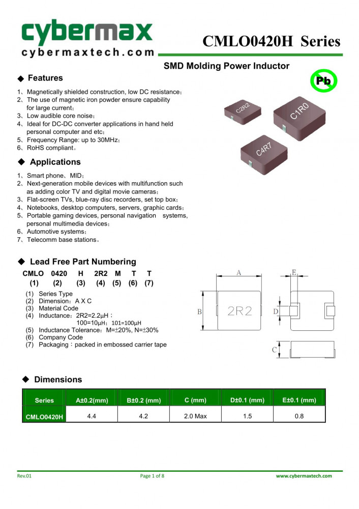 Cybermax CMLO0420H datasheet page 1