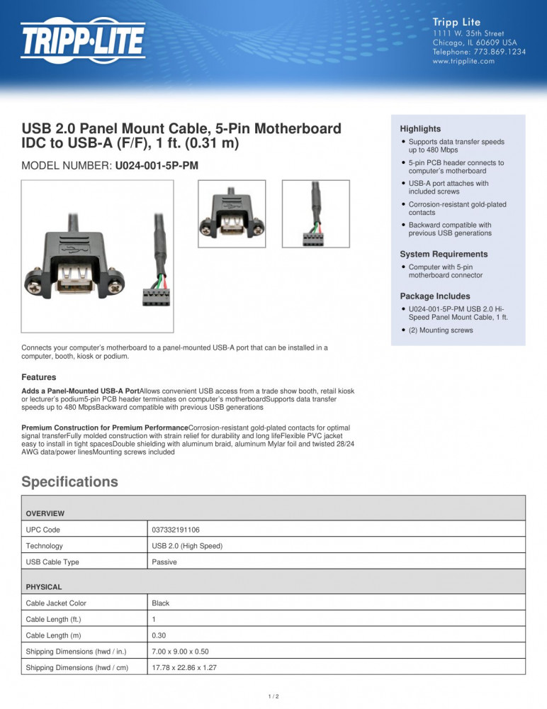 U024-001-5P-PM technical document page 1