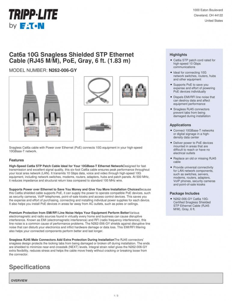 N262-006-GY technical document page 1