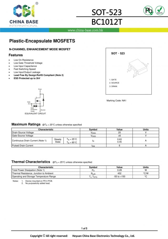 CBI BC1012T datasheet page 1