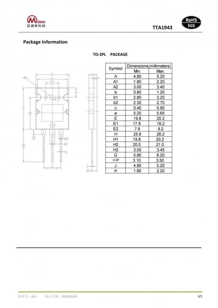 TTA1943 datasheet page 3