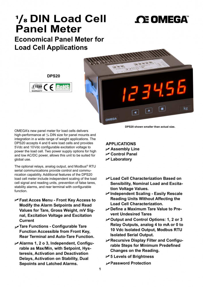 Supplied product document page 1
