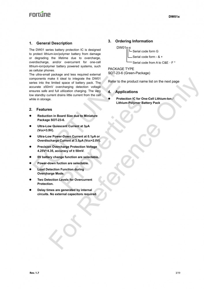 DW01x datasheet page 3