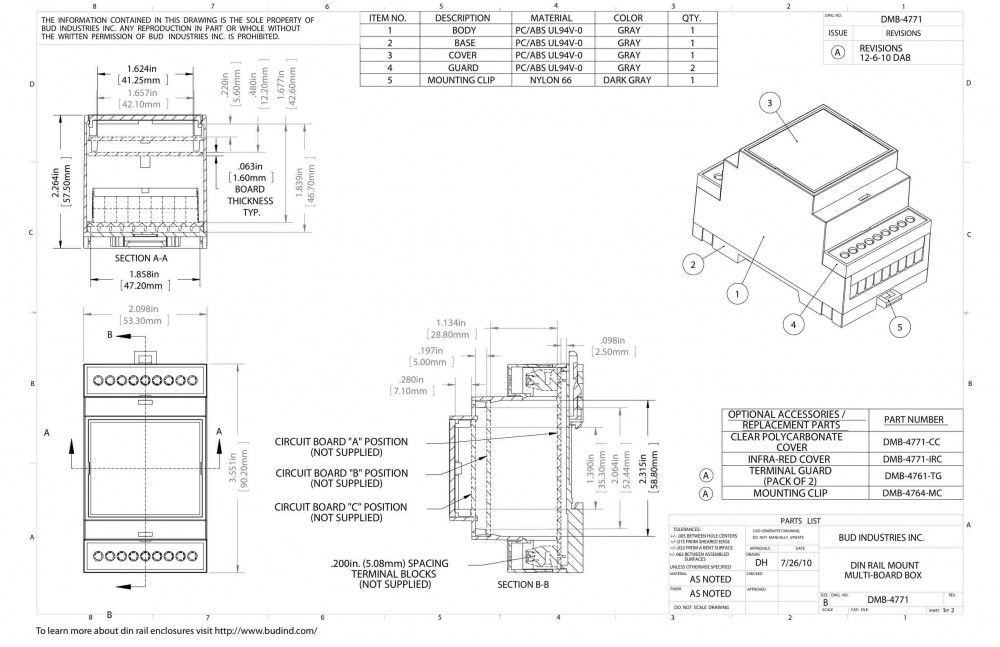 Bud Industries DMB-4771 technical drawing, sheet 1