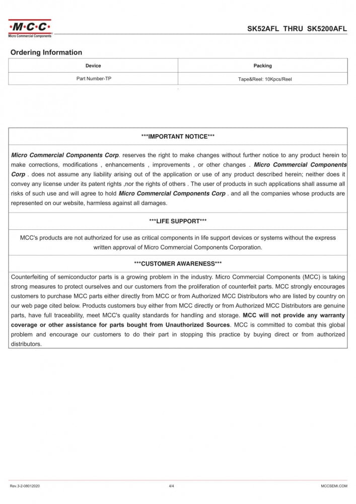 MCC SK53AFL-TP datasheet page 4