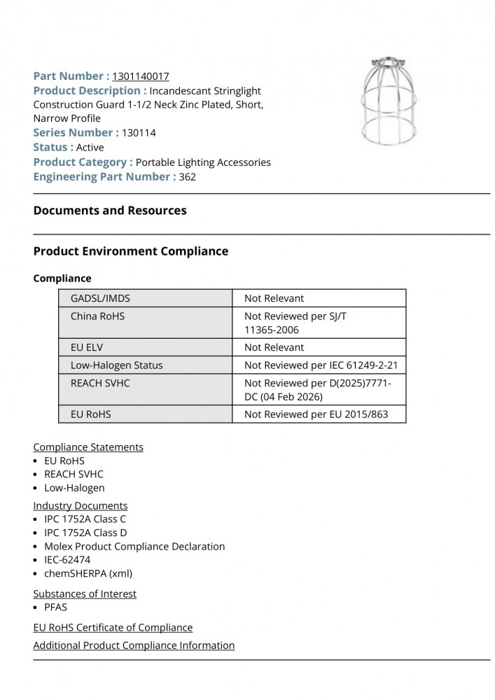 MOLEX 1301140017 product document image 1