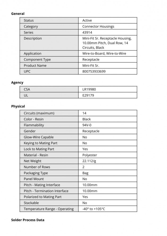 Product document page 2 for MOLEX 439141105