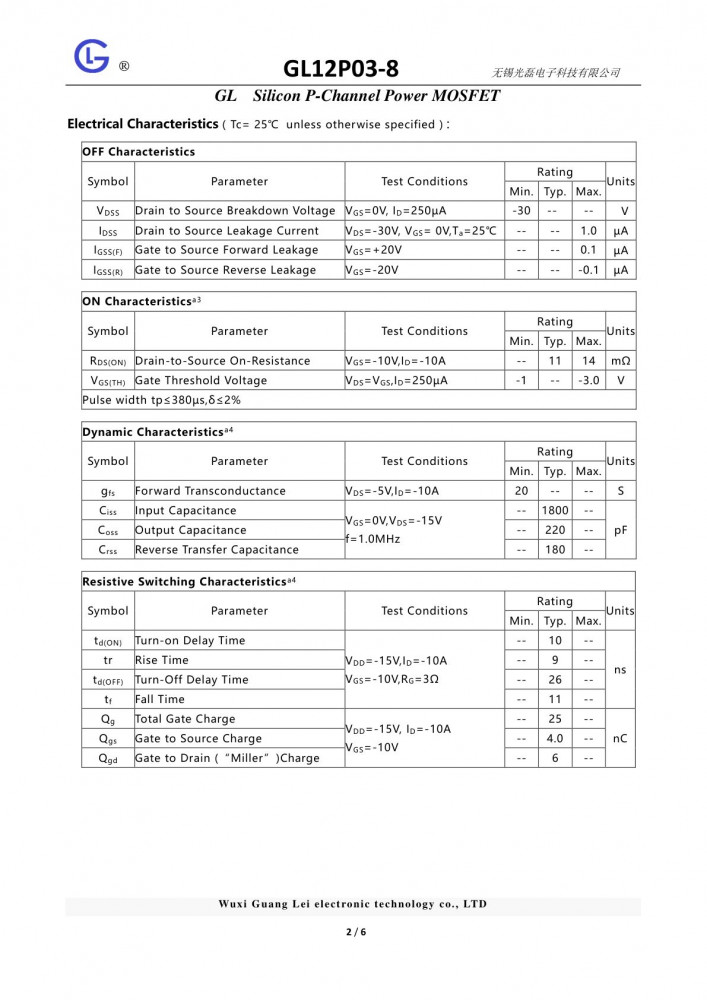 GL12P03-8 datasheet page 2
