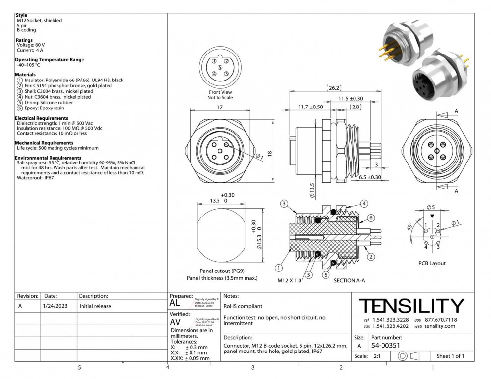 Tensility International 54-00351 product drawing