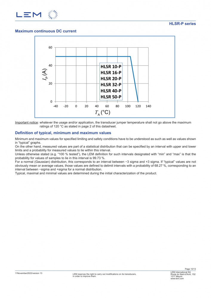 HLSR-P datasheet page 10