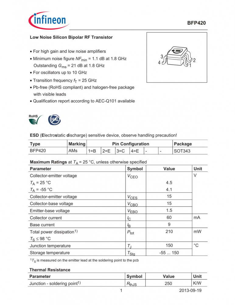 BFP420 technical document, page 1
