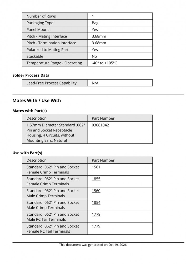 MOLEX 0.062 miniature connector specification, page 3