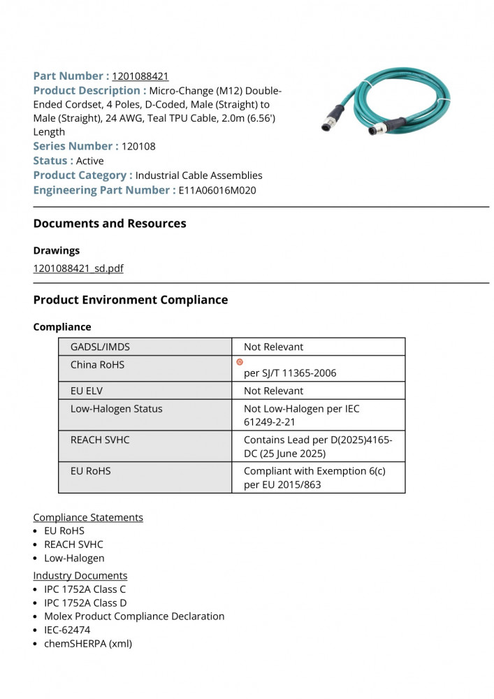 Molex product document page 1