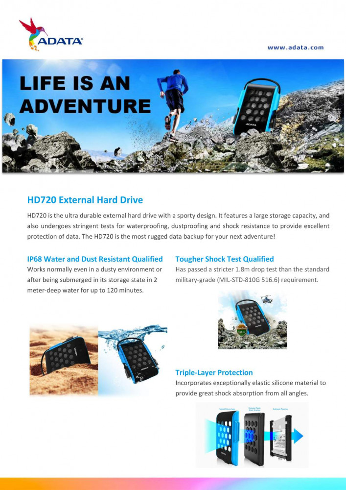 ADATA HD720 product document, page 1