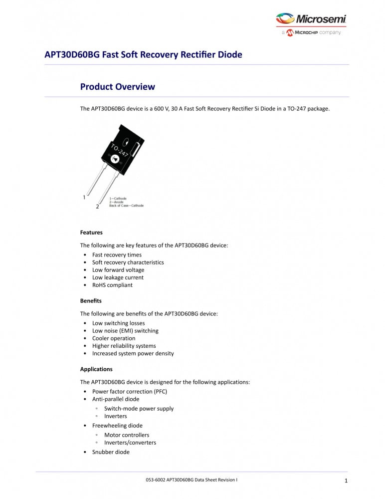 APT30D60BG datasheet page 1