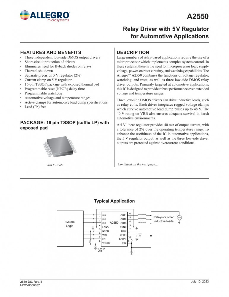 A2550 datasheet page 1