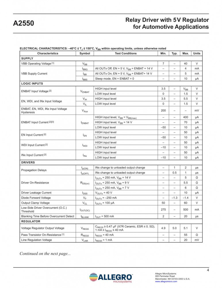 A2550 datasheet page 4