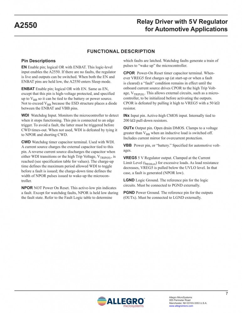 A2550 datasheet page 7
