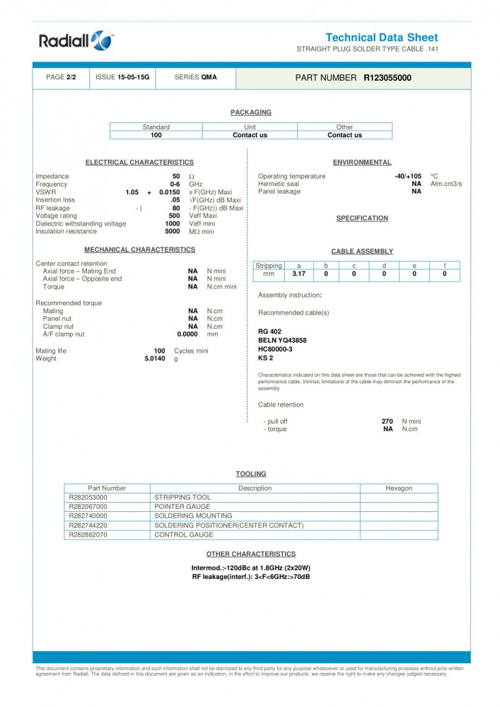 Radiall R123055000 QMA datasheet, page 2