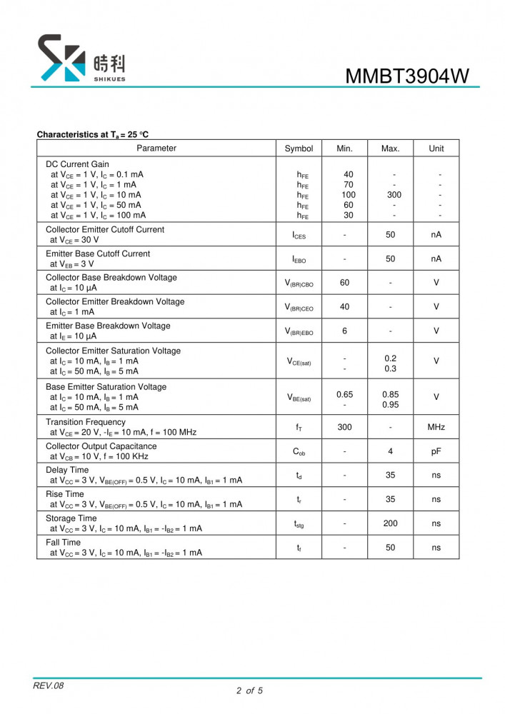 MMBT3904W datasheet page 2