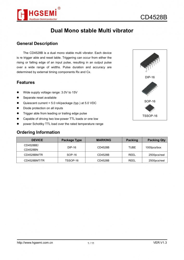 CD4528BE datasheet page 1