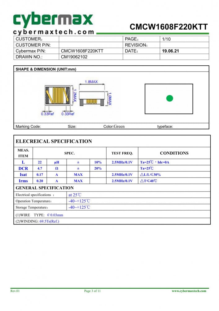CMCW1608F220KTT approval document page 3
