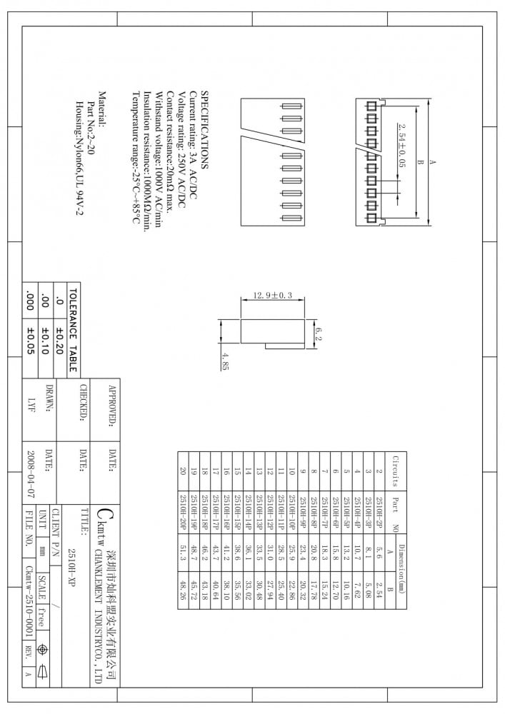 Ckmtw 2510H connector technical document page