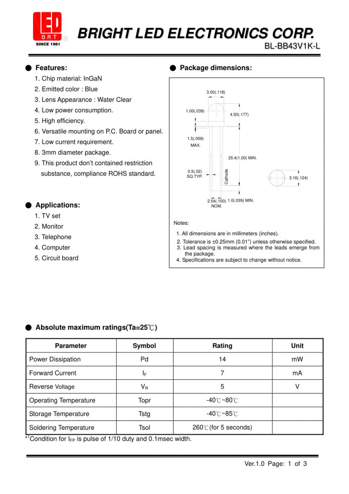 BL-BB43V1K-L technical document page 1