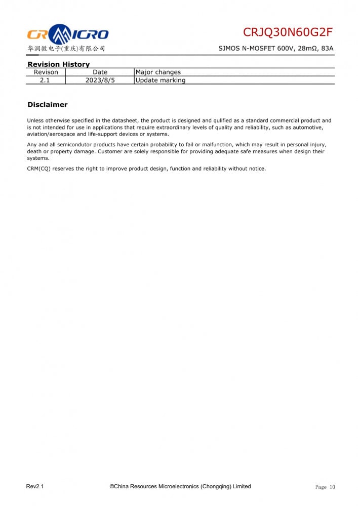CRJQ30N60G2F datasheet page 10