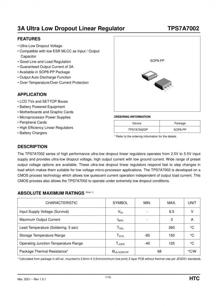 TPS7A7002DP datasheet page 1