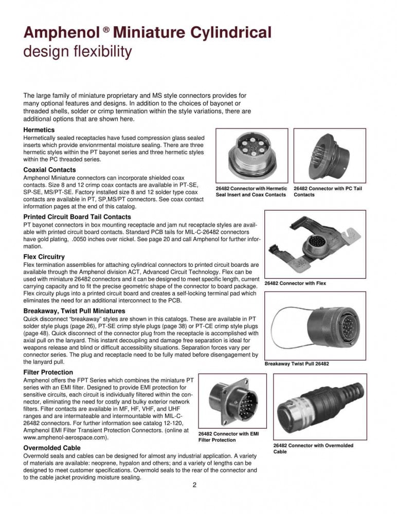 Amphenol miniature cylindrical connector catalog page 4